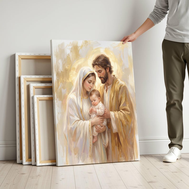Holy Family Canvas Wall Art - Matte Finish, Gentle Light Scene - Etsy UK