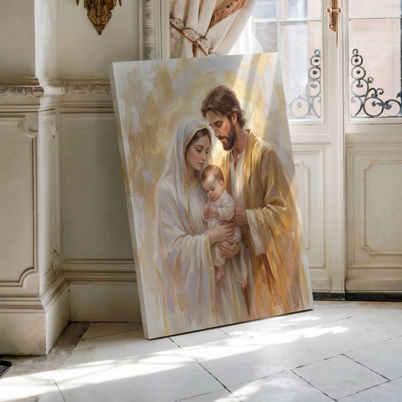 Holy Family Canvas Wall Art - Matte Finish, Gentle Light Scene - Etsy UK