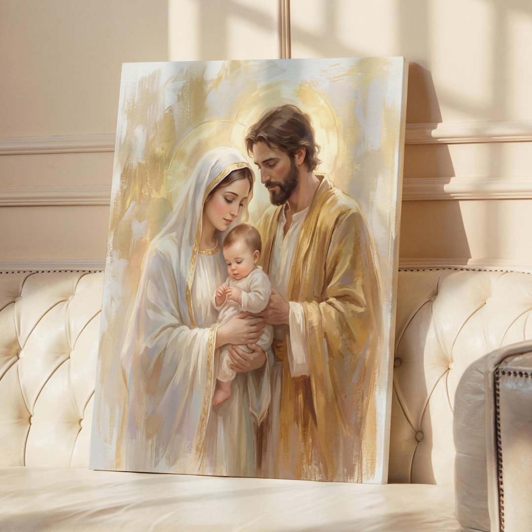 Holy Family Canvas Wall Art - Matte Finish, Gentle Light Scene - Etsy UK