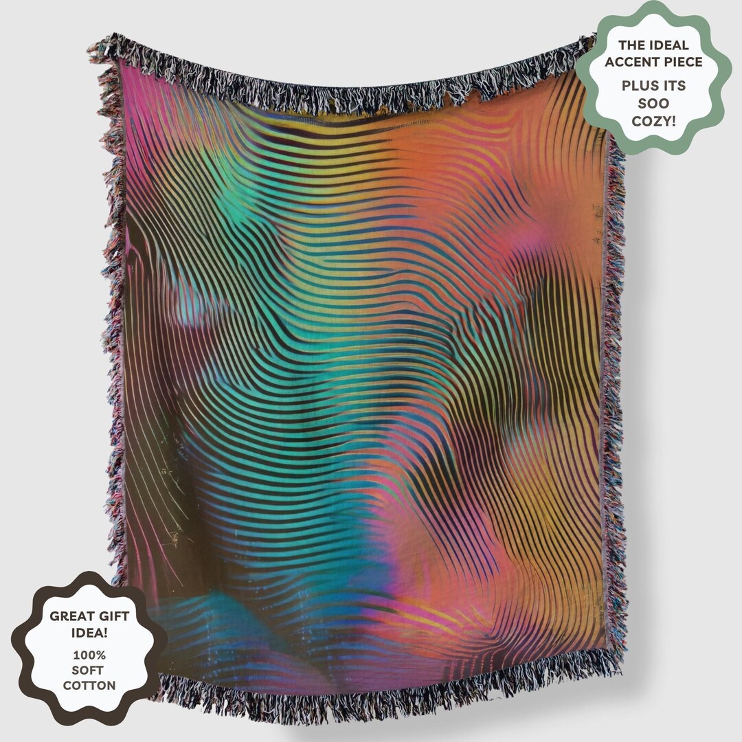 Glitch Woven Blanket With 3D Effect Colorful Home Decor Tapestry Cozy ...