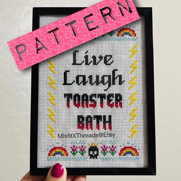 Live Laugh Toaster Bath Cross Stitch Pattern - Etsy