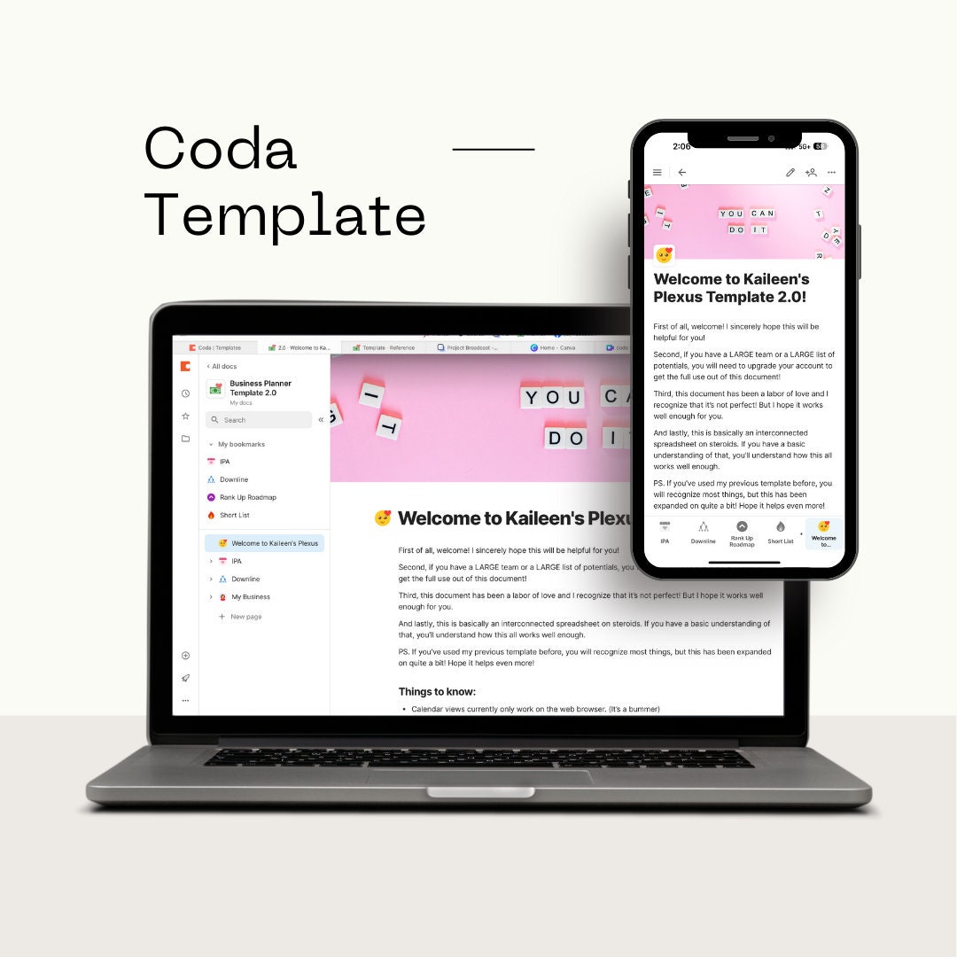 Plexus Digital Planner Template - Coda - Etsy
