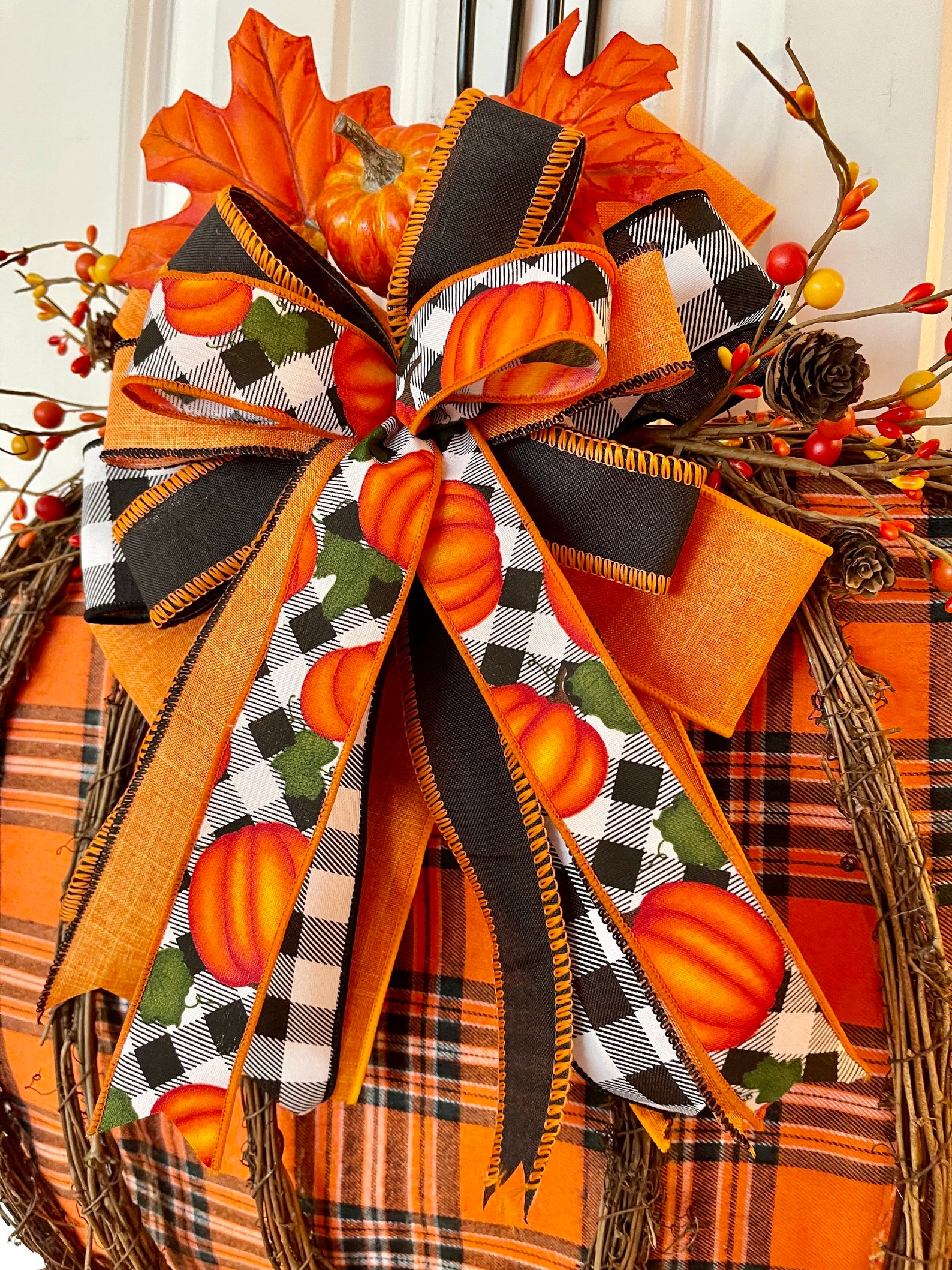Fall Pumpkin Hanger Fall Wreath Autumn Hanger Pumpkin - Etsy