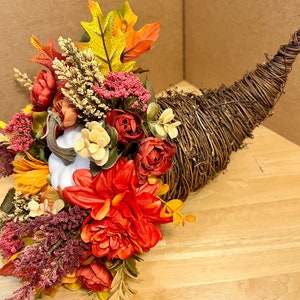 Thanksgiving Centerpiece, Cornucopia Centerpiece, Floral Decor, Autumn ...