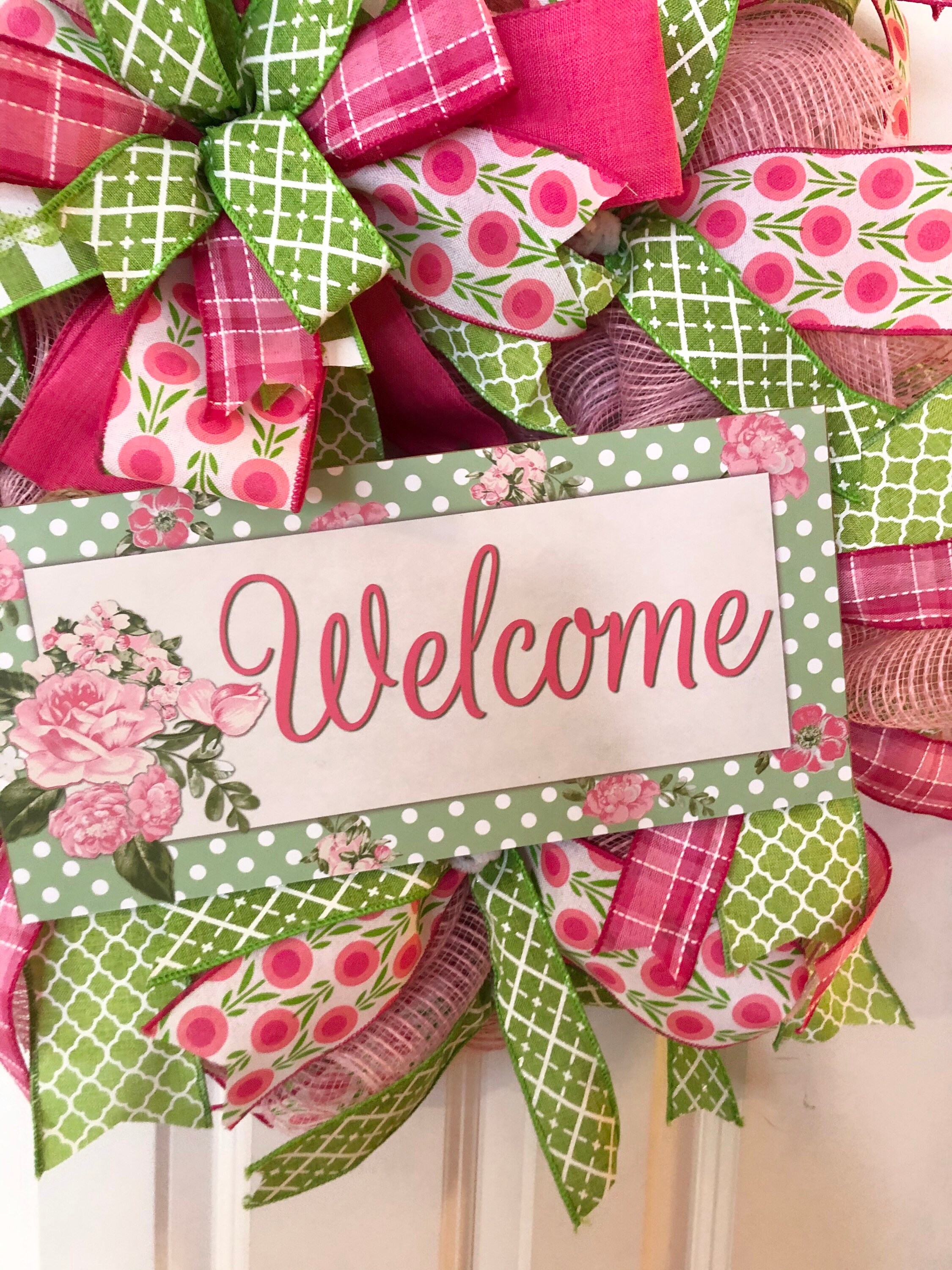 Fushia Rose Welcome Spring Decor Everyday Wreaths Spring - Etsy