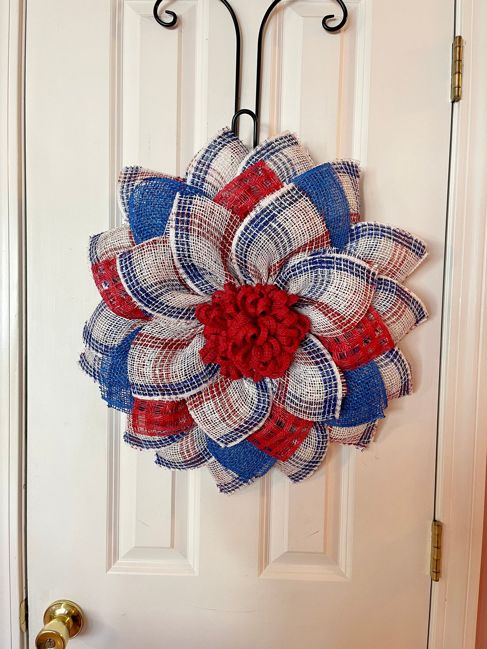 Poly Burlap Wreath Poly Burlap Flower Patriotic Decor - Etsy