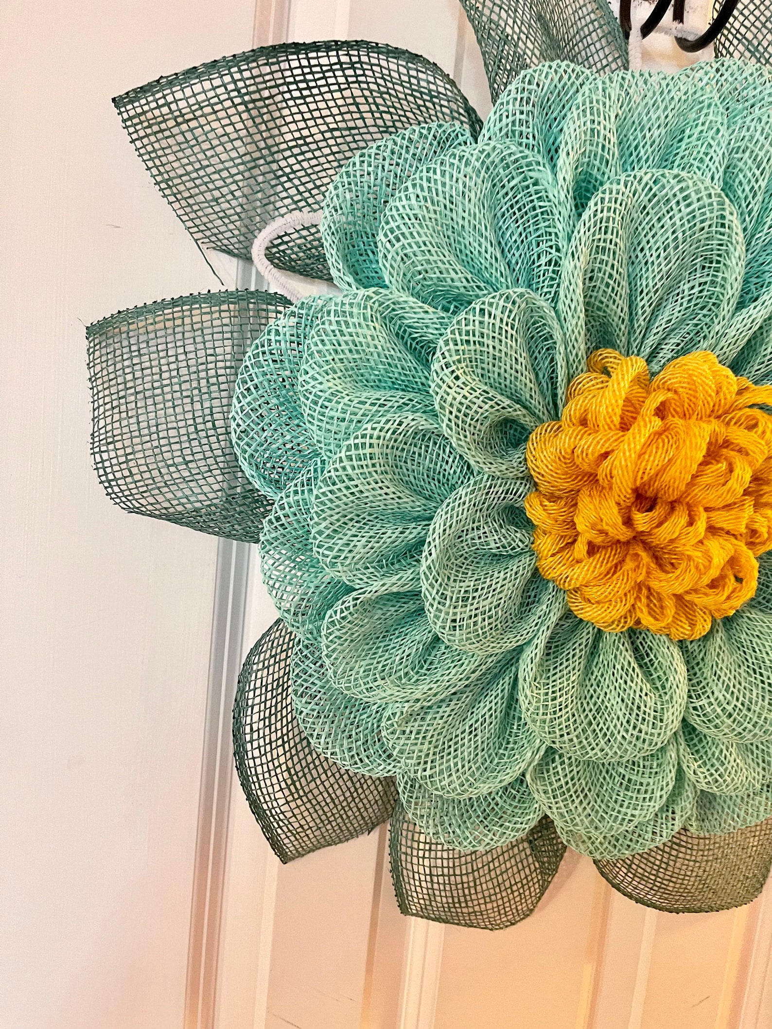 Poly burlap flower poly burlap wreath light turquoise green | Etsy Poly burlap flower poly burlap wreath light turquoise green | Etsy