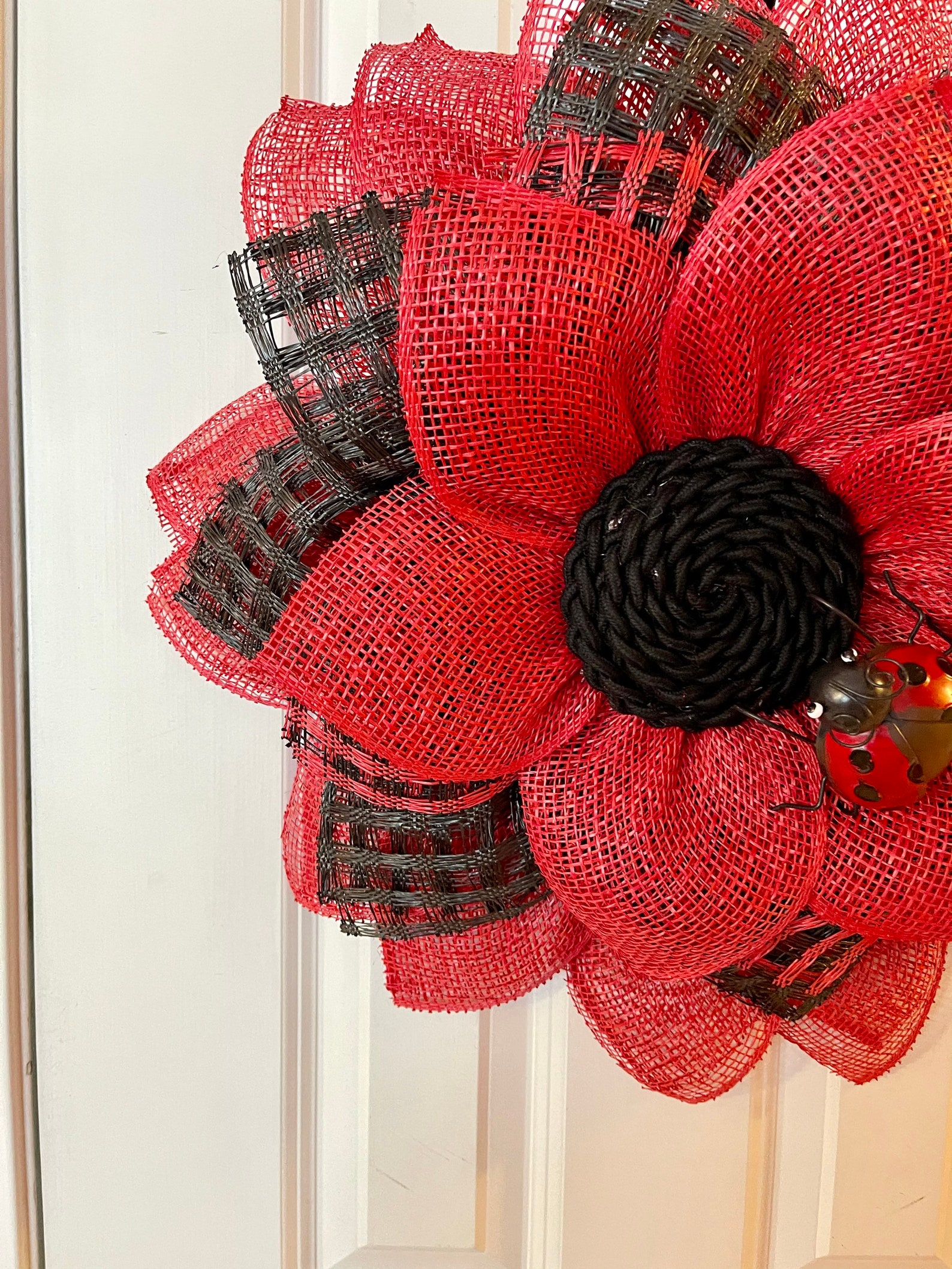 Poly Burlap Flower Poly Burlap Wreath Ladybug Flowersummer - Etsy New ... Poly Burlap Flower Poly Burlap Wreath Ladybug Flowersummer - Etsy New ...