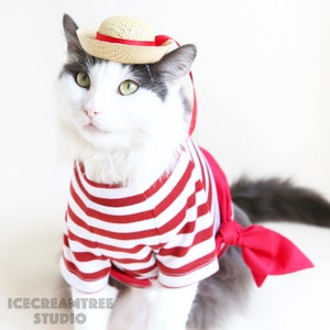 Gondolier Look Outfit Set - Pet Tiny Boater Hat, Red White Striped ...