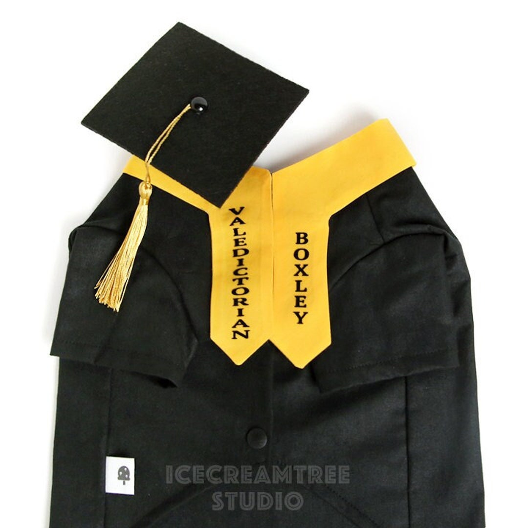 Graduation Gown Cap Stole Set - Pet Graduation Set, Personalized Stole ...