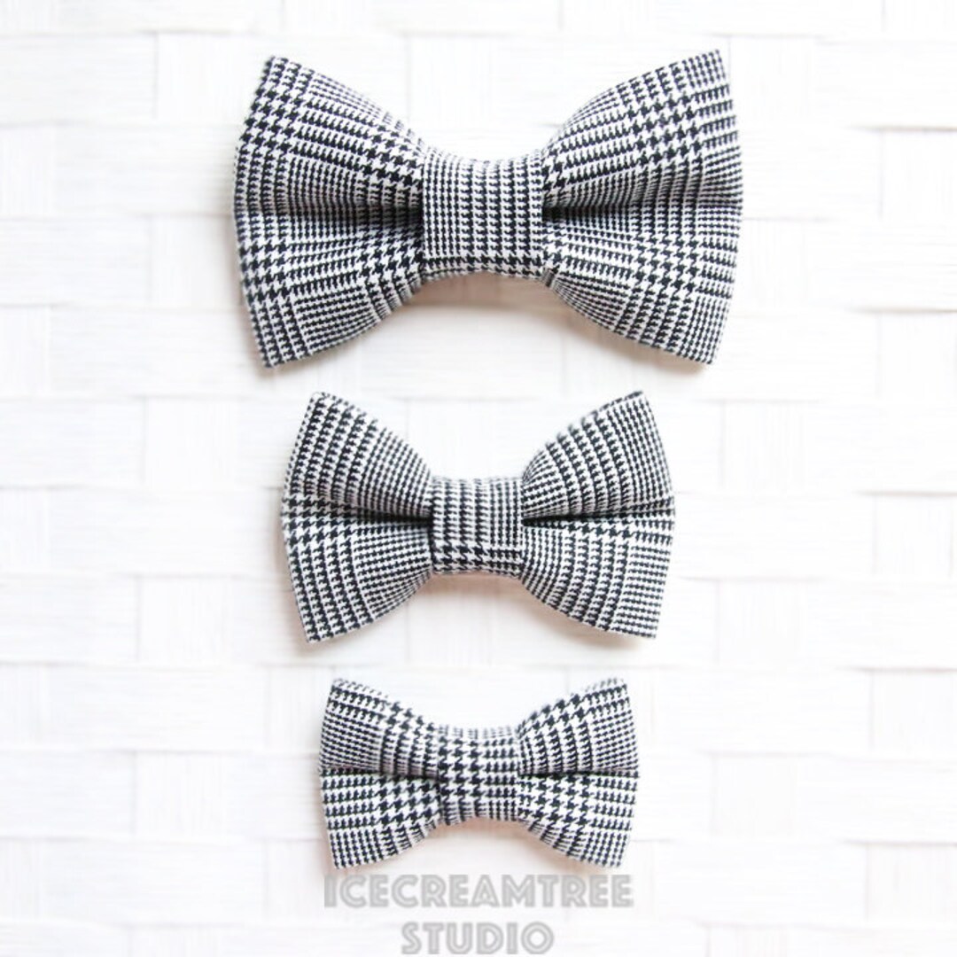 Black White Houndstooth Plaid Bow Bow Collar Slide On Dog - Etsy