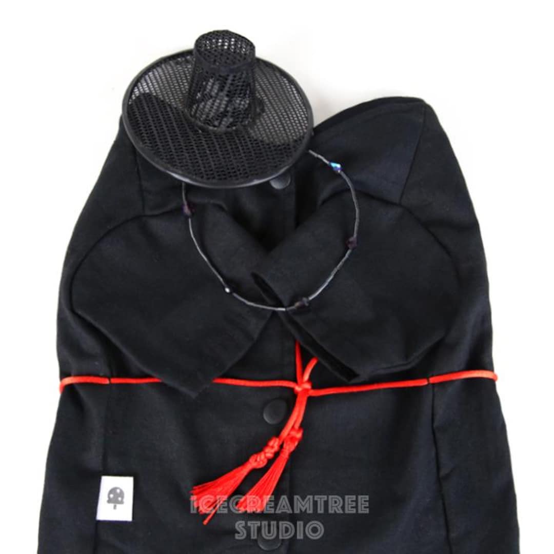 Korean Black Saja Hanbok, Jeoseung Saja Outfit, Korean Gat Hat Beads ...