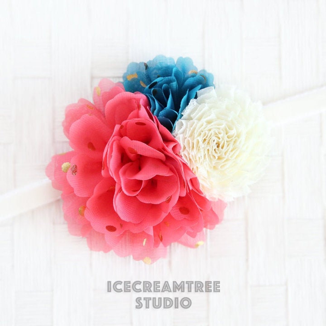 Coral Tornado Blue Cream Bouquet Flower Collar Slide On, Flower Collar ...