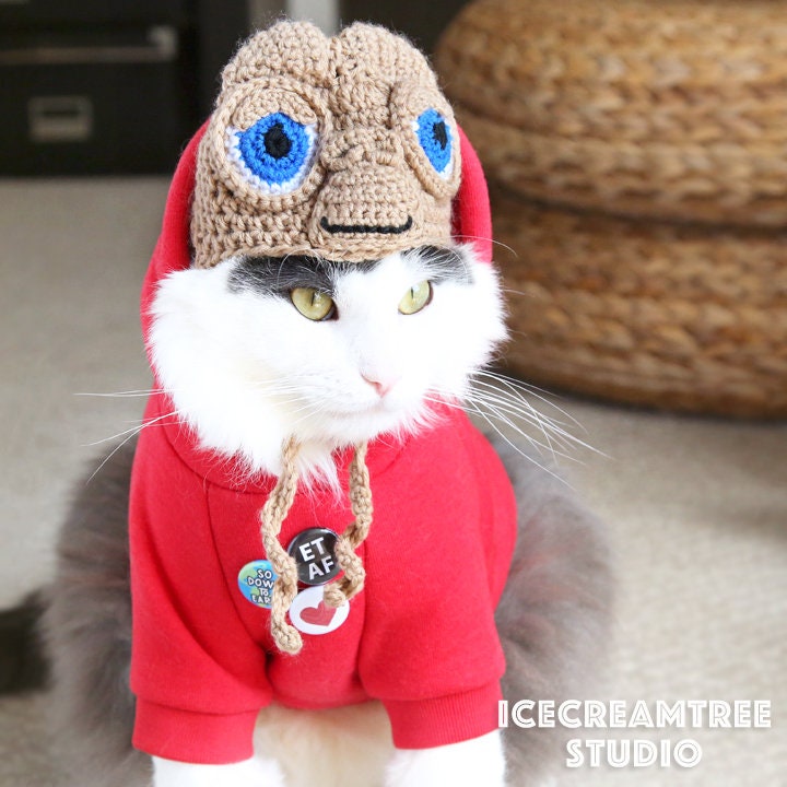 ET Look Outfit Set Hand Knitted E.T. Hat Red Hoodie Dog ET | Etsy