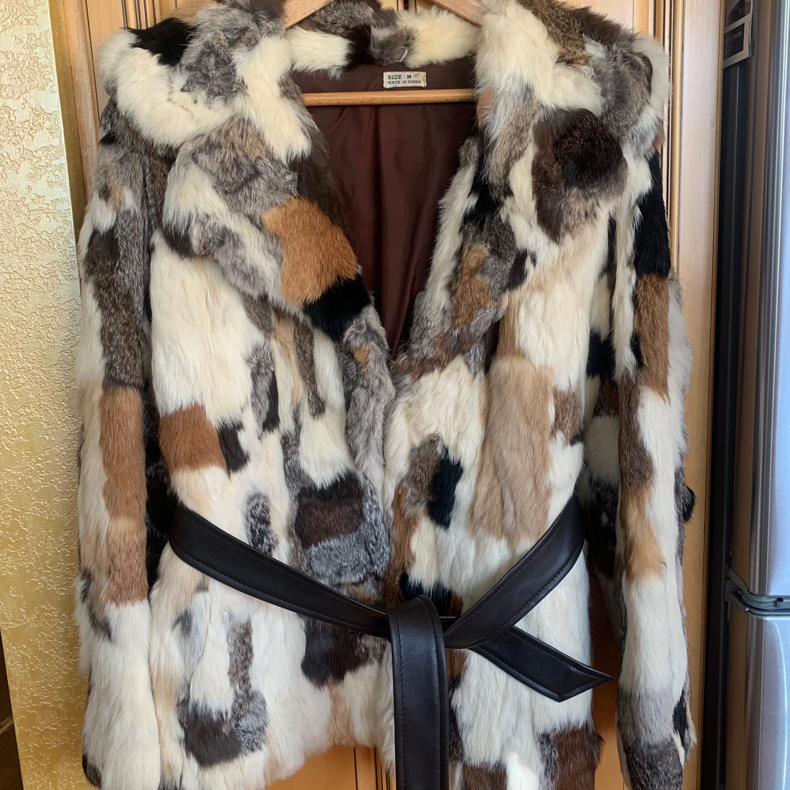 Rabbit Jacket, VINTAGE Rabbit Jacket, White Brown Jacket, Fur Coat ...