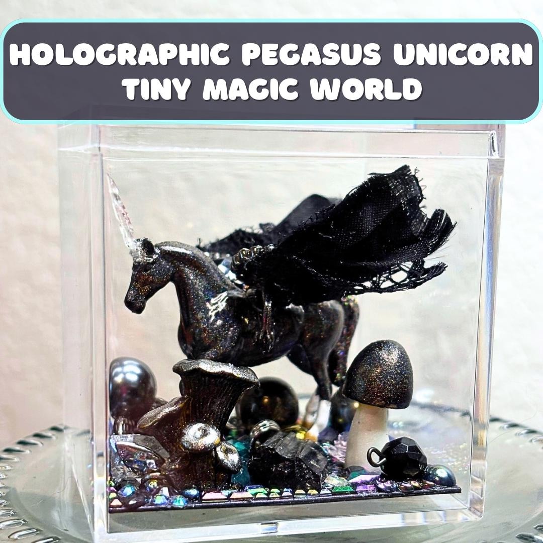 Alicorn Crystal Diorama – Rhinestone Miniature Fantasy Scene, Lace ...