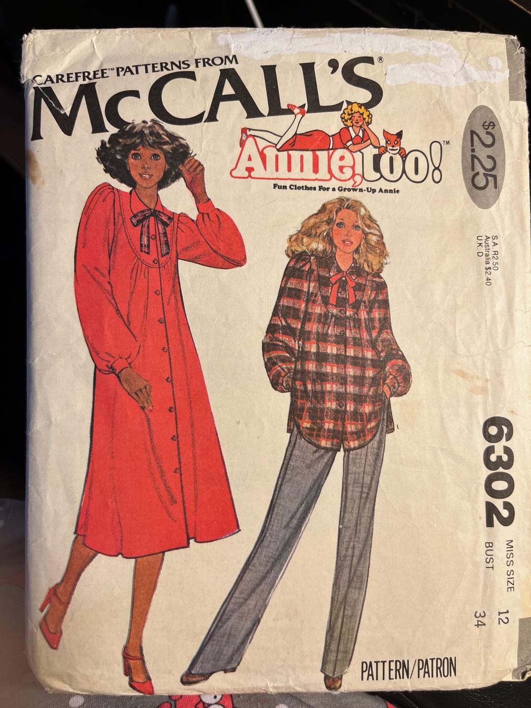Mccall's Annie Too 6302 Sewing Pattern - Etsy