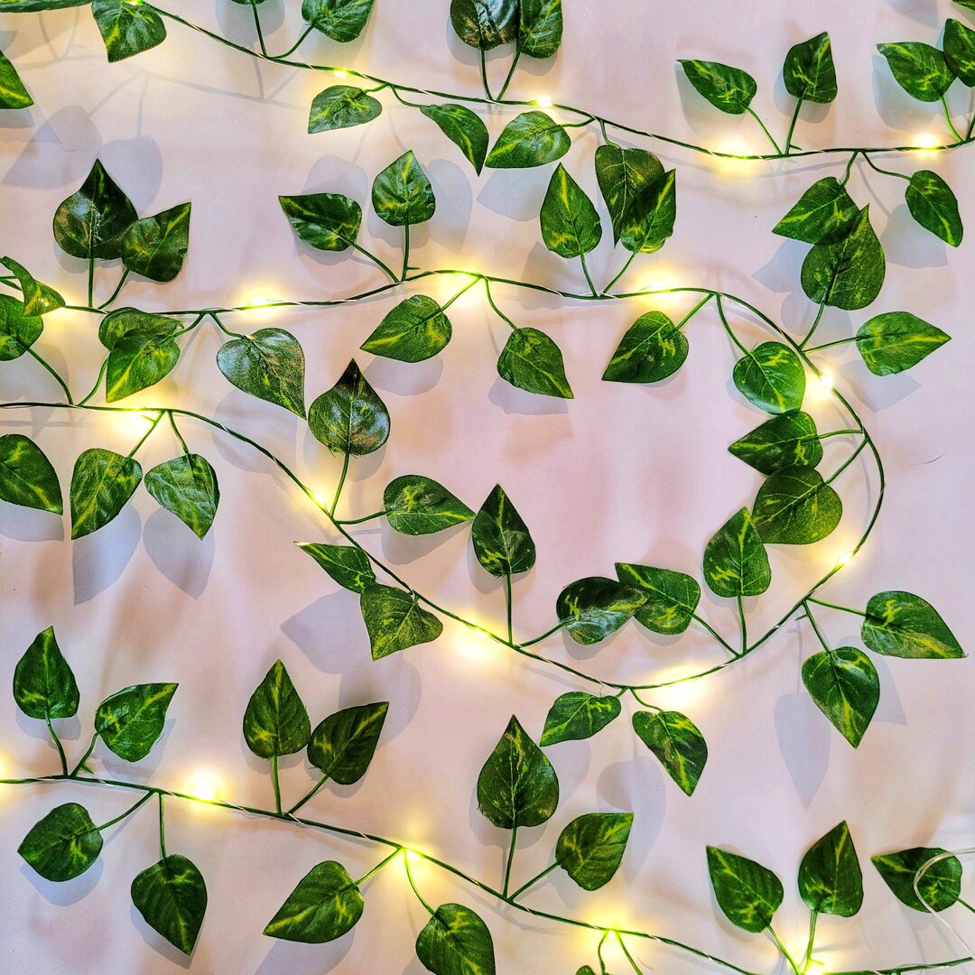 Ivy Fairy Lights - Rustic Wedding Table Decor - Leaf Garland Bedroom ...