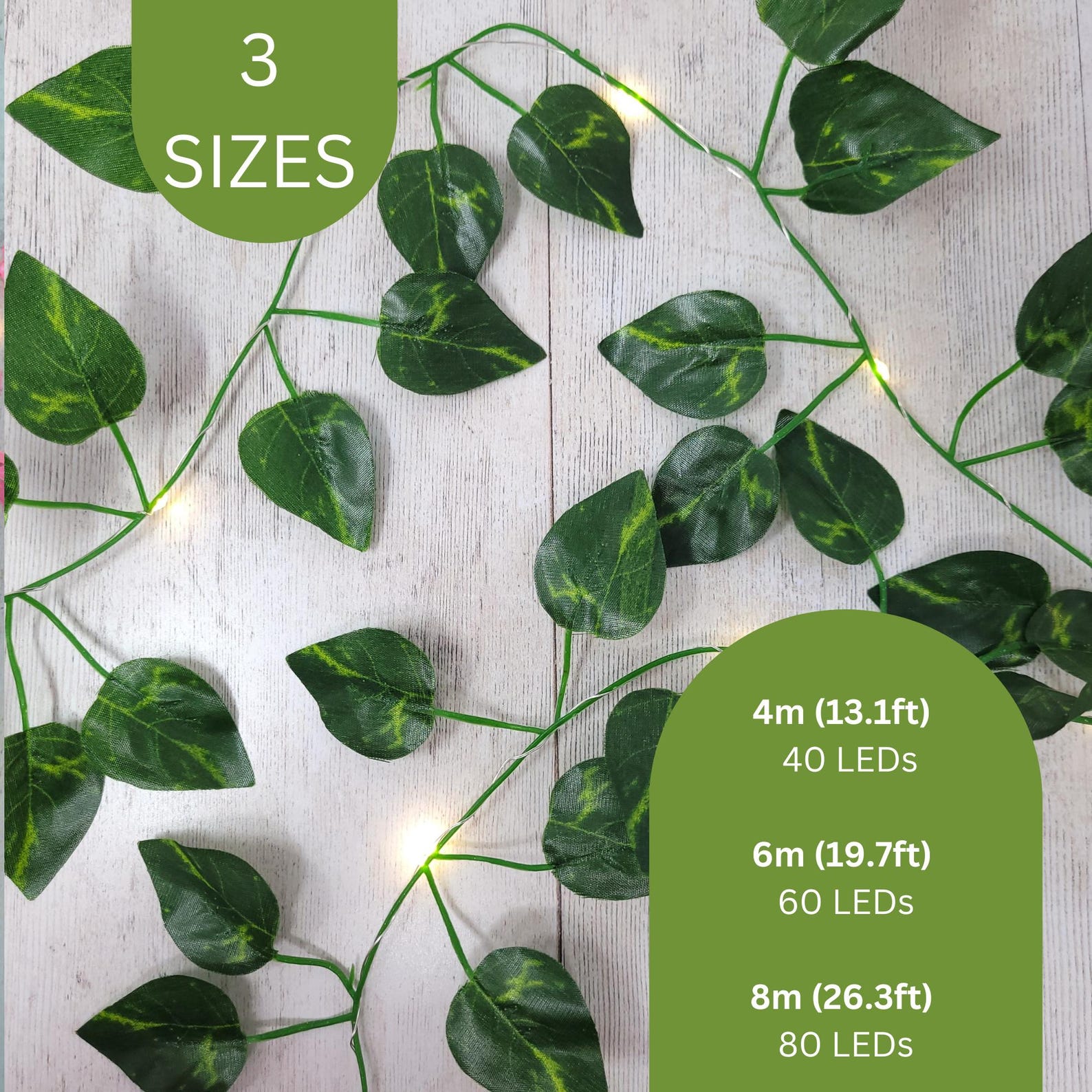 Extra Long Ivy Fairy Lights - Boho Bedroom String Lights - Rustic ...
