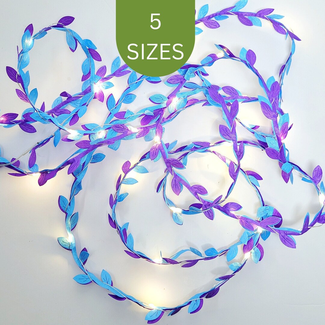 Purple & Blue Leaf Fairy Lights - Mermaid Theme Party Table Decor ...