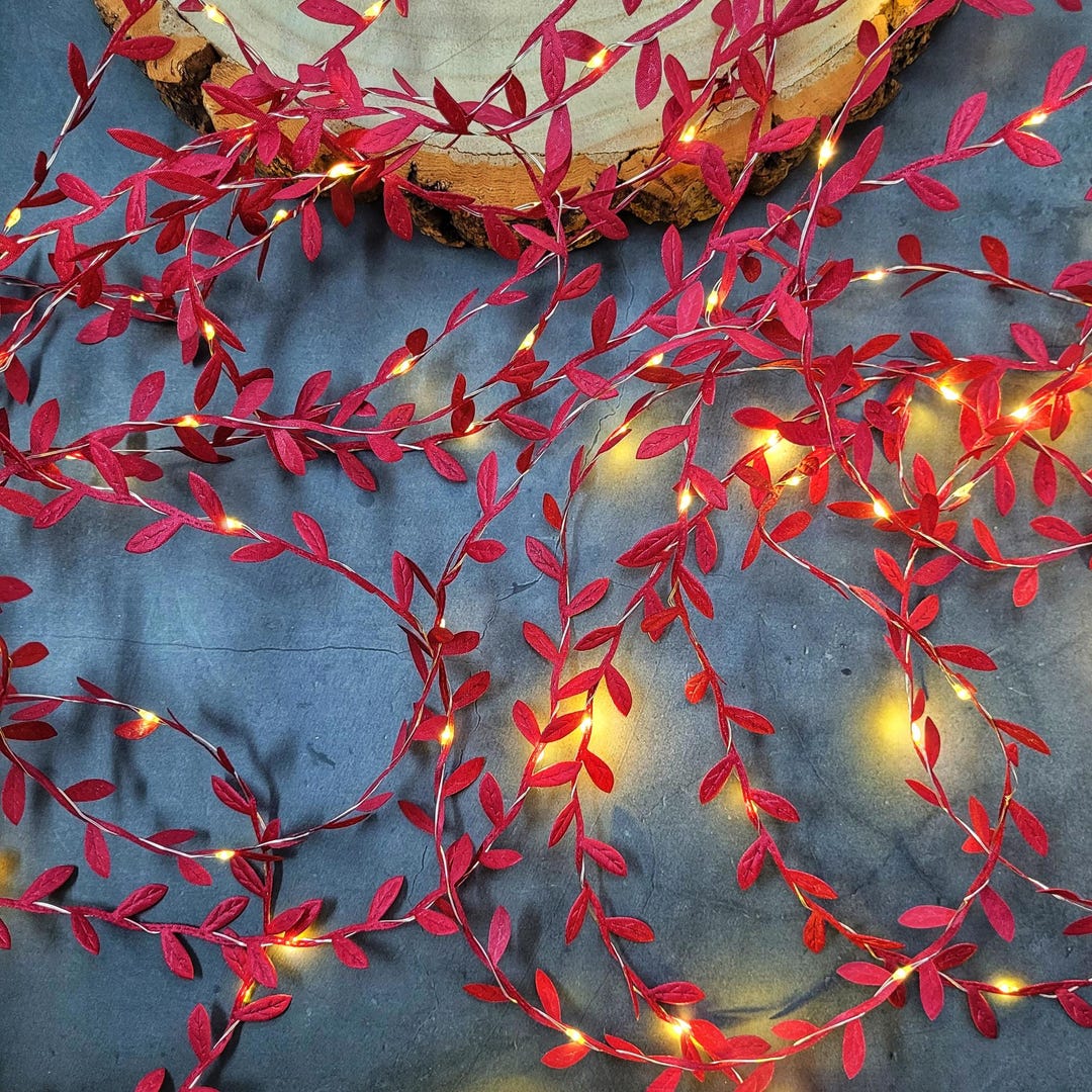 Burgundy Leaf Fairy Lights - Gothic Wedding Table Decor - Goth Bedroom ...