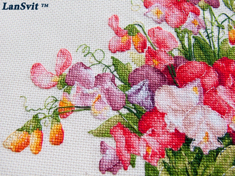 Sweet Pea Lansvit CROSS-STITCH PATTERN a-004p /flower - Etsy