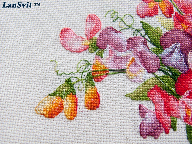 Sweet Pea Lansvit CROSS-STITCH PATTERN a-004p /flower - Etsy