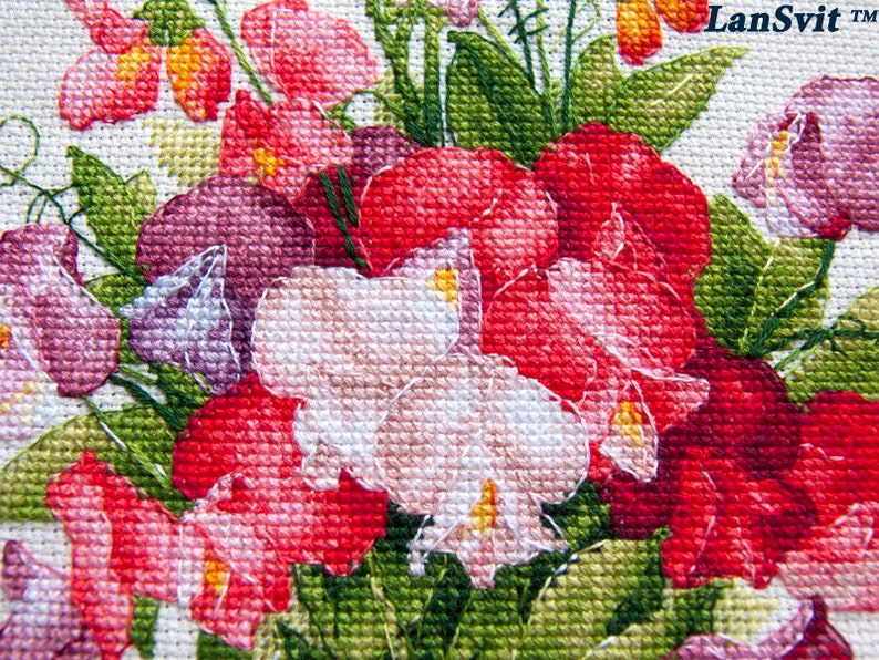 Sweet Pea Lansvit CROSS-STITCH KIT A-004 /flower Longpre Art Classic ...