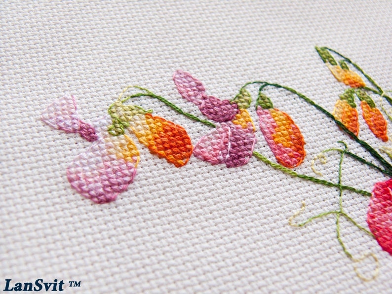 Sweet Pea Lansvit CROSS-STITCH PATTERN a-004p /flower - Etsy
