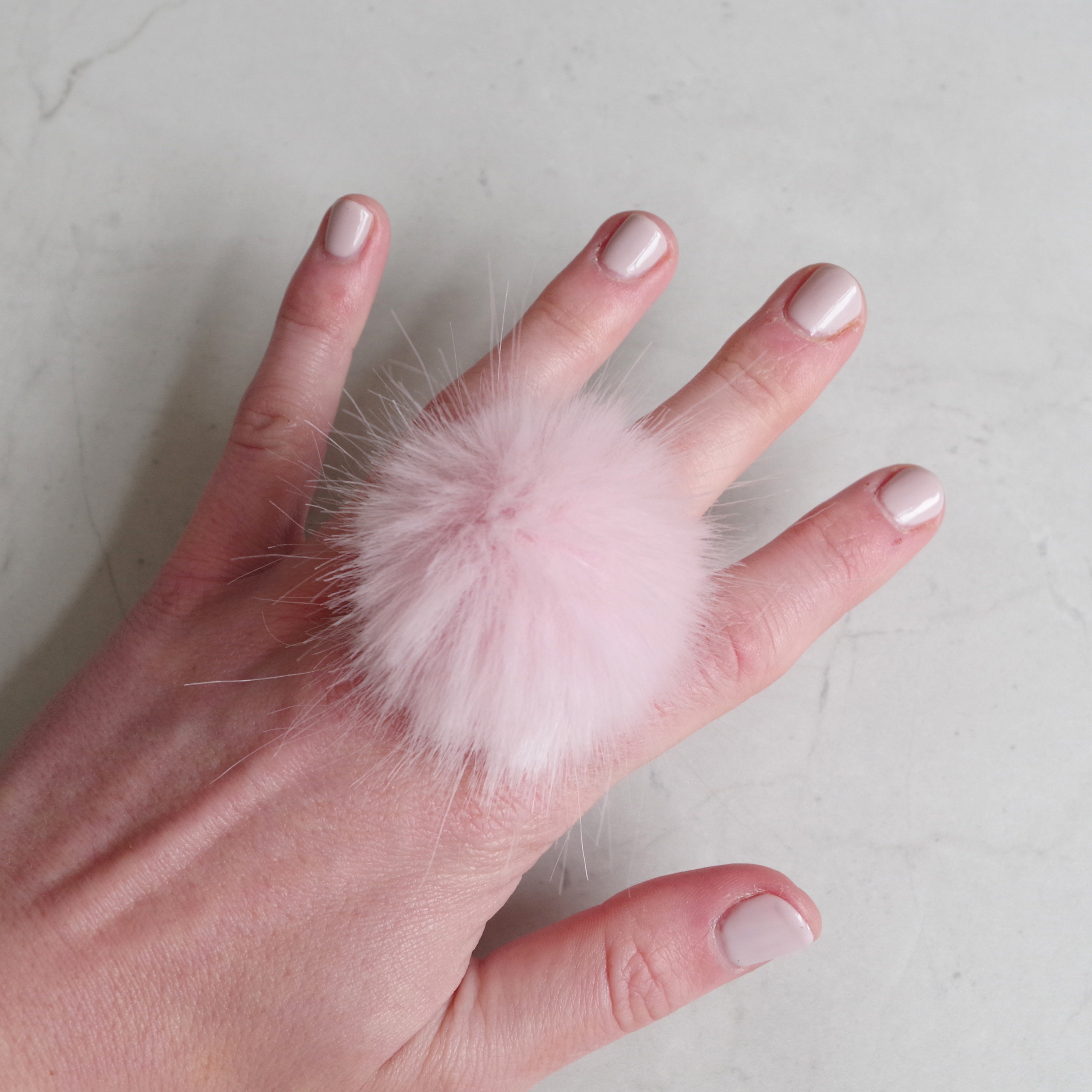 Pom Pom Ring Sterling Silver - Faux Fur Pom Pom Ring - Pom Pom Fluffy ...