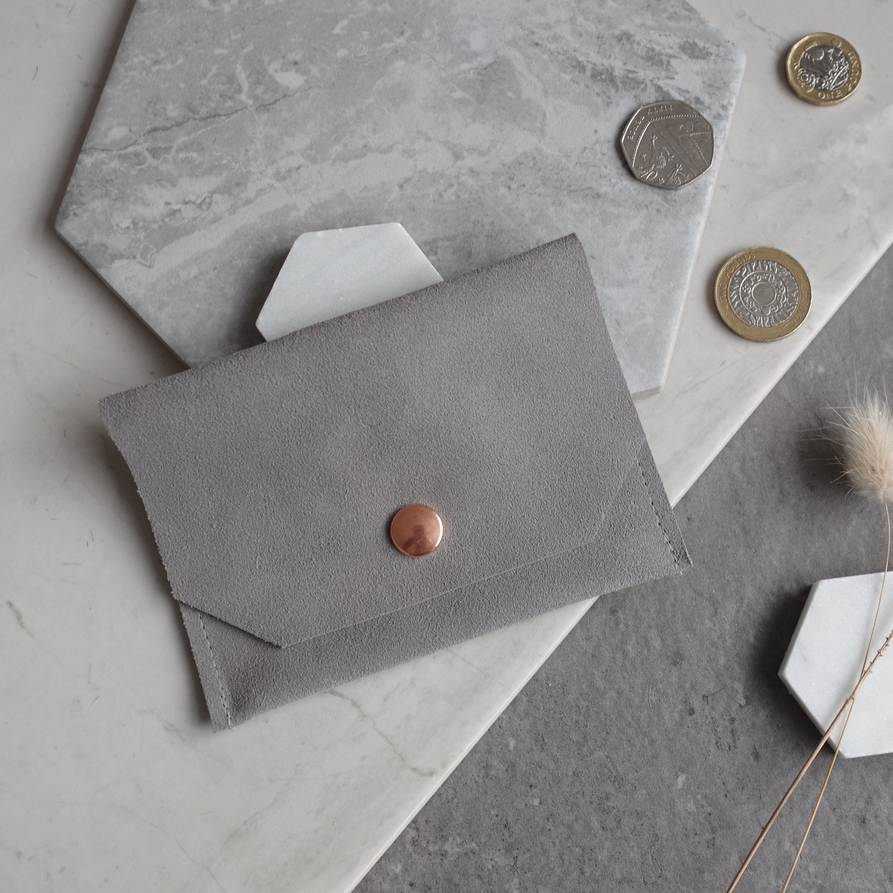 Grey Suede Leather Coin Purse - Etsy