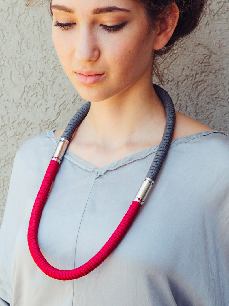 Grey Rope Necklace, Avant Garde Jewelry, Chunky Necklace, Statement ...