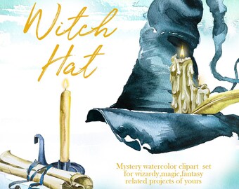 Watercolor Witch Hat - Etsy