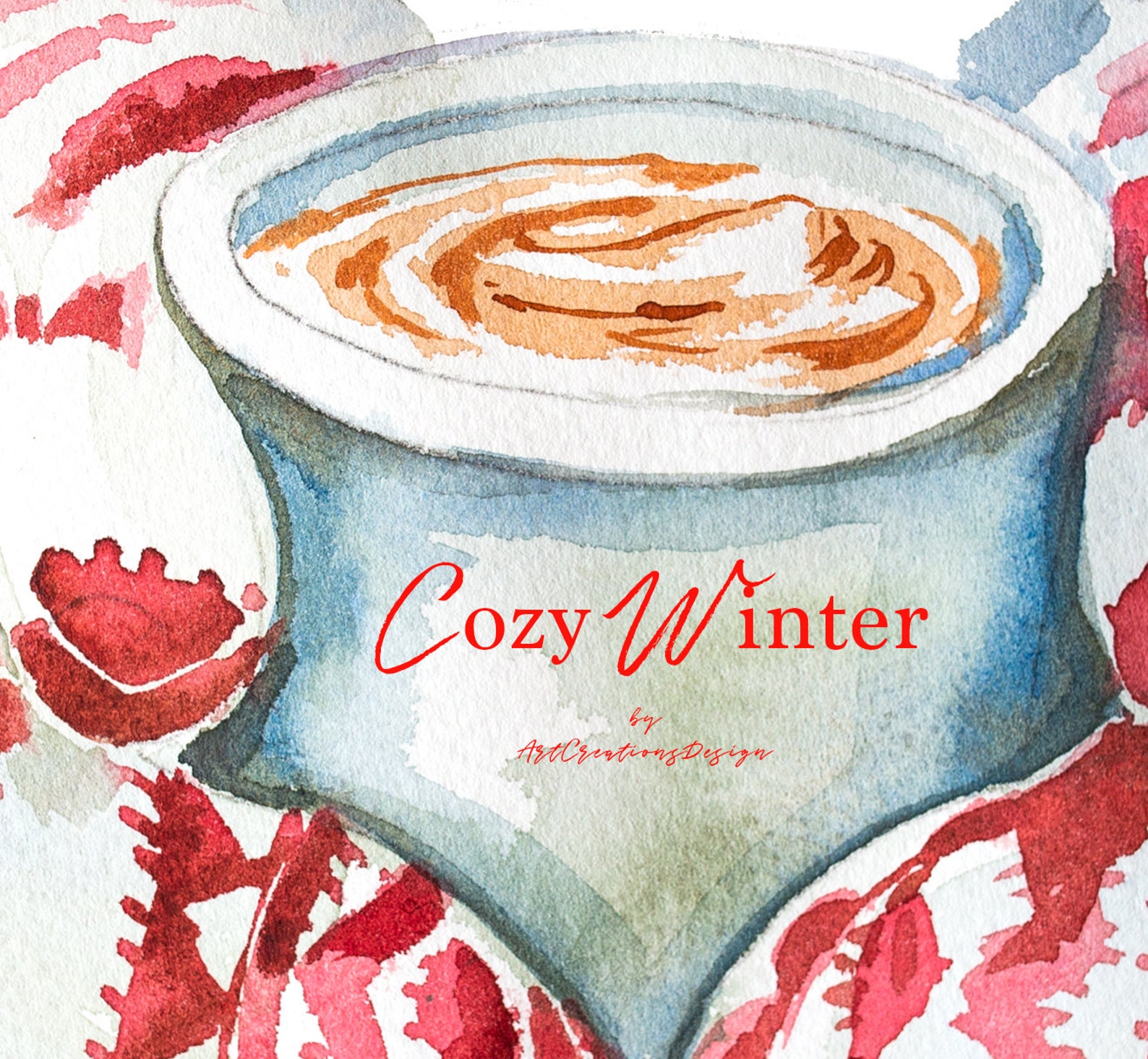 Watercolor Cozy Winter Clipart Setchristmas | Etsy