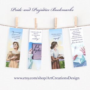 Pride and Prejudice Bookmakrs,jane Austen Bookmark Printable,book Lover ...