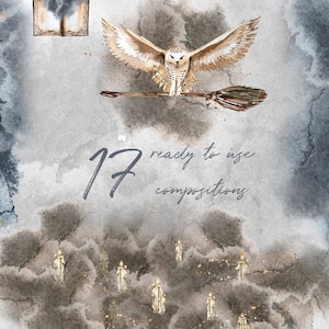 Watercolor Wizard Clipart Set,magician,magic World,owl,witch Hat,magic ...