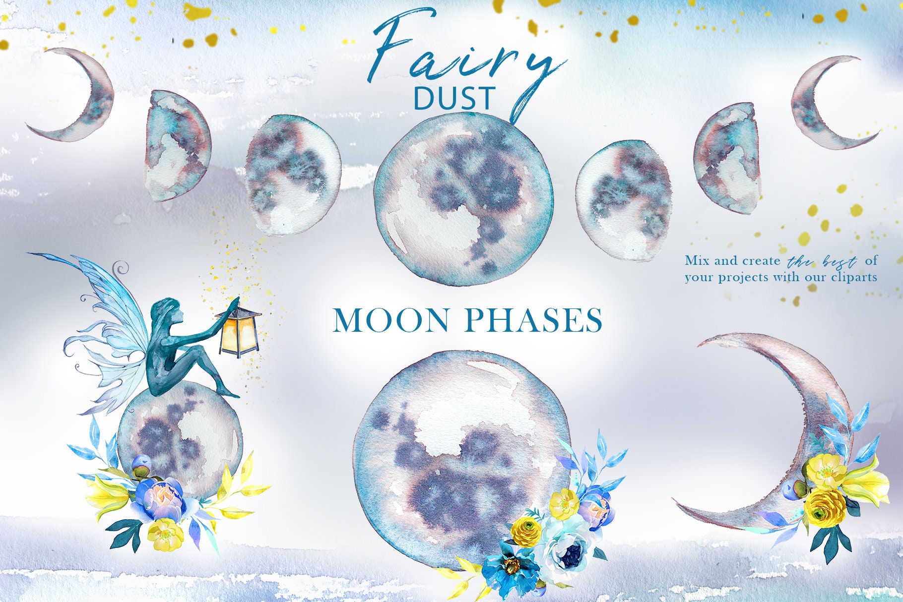 Watercolor Fairy Dust Clipart Setfantasymysteriousfairy | Etsy