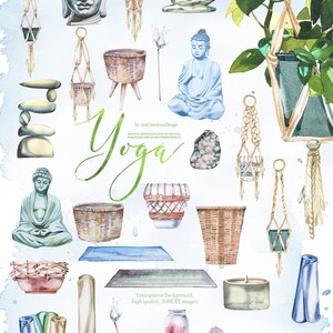 Watercolor Yoga Clipart Set,meditation Illustration,zen Design,spa ...