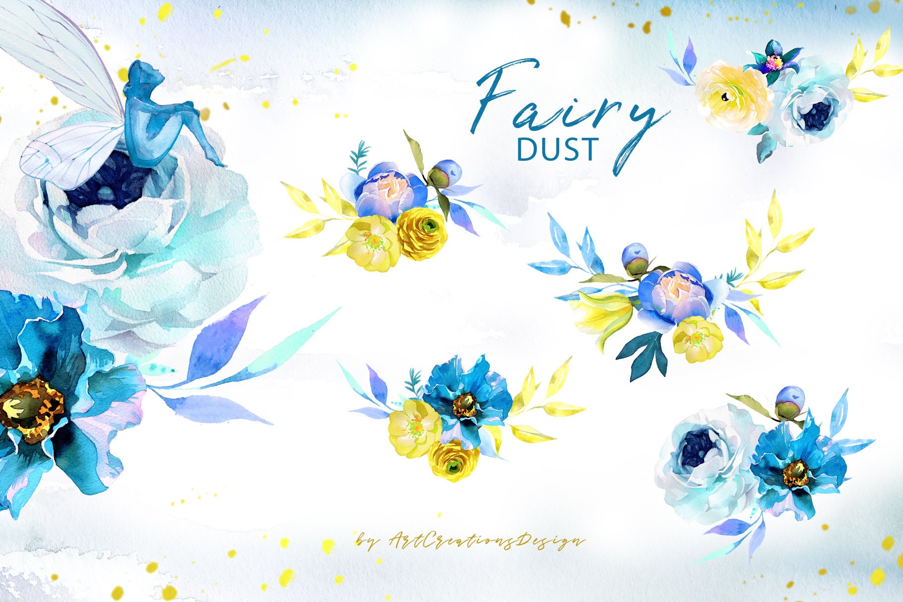 Watercolor Fairy Dust Clipart Setfantasymysteriousfairy | Etsy