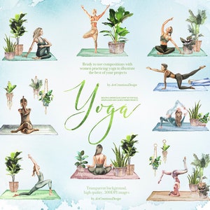 Watercolor Yoga Clipart Set,meditation Illustration,zen Design,spa ...