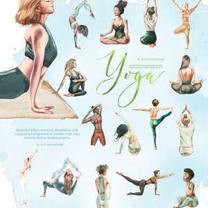 Watercolor Yoga Clipart Set,meditation Illustration,zen Design,spa ...