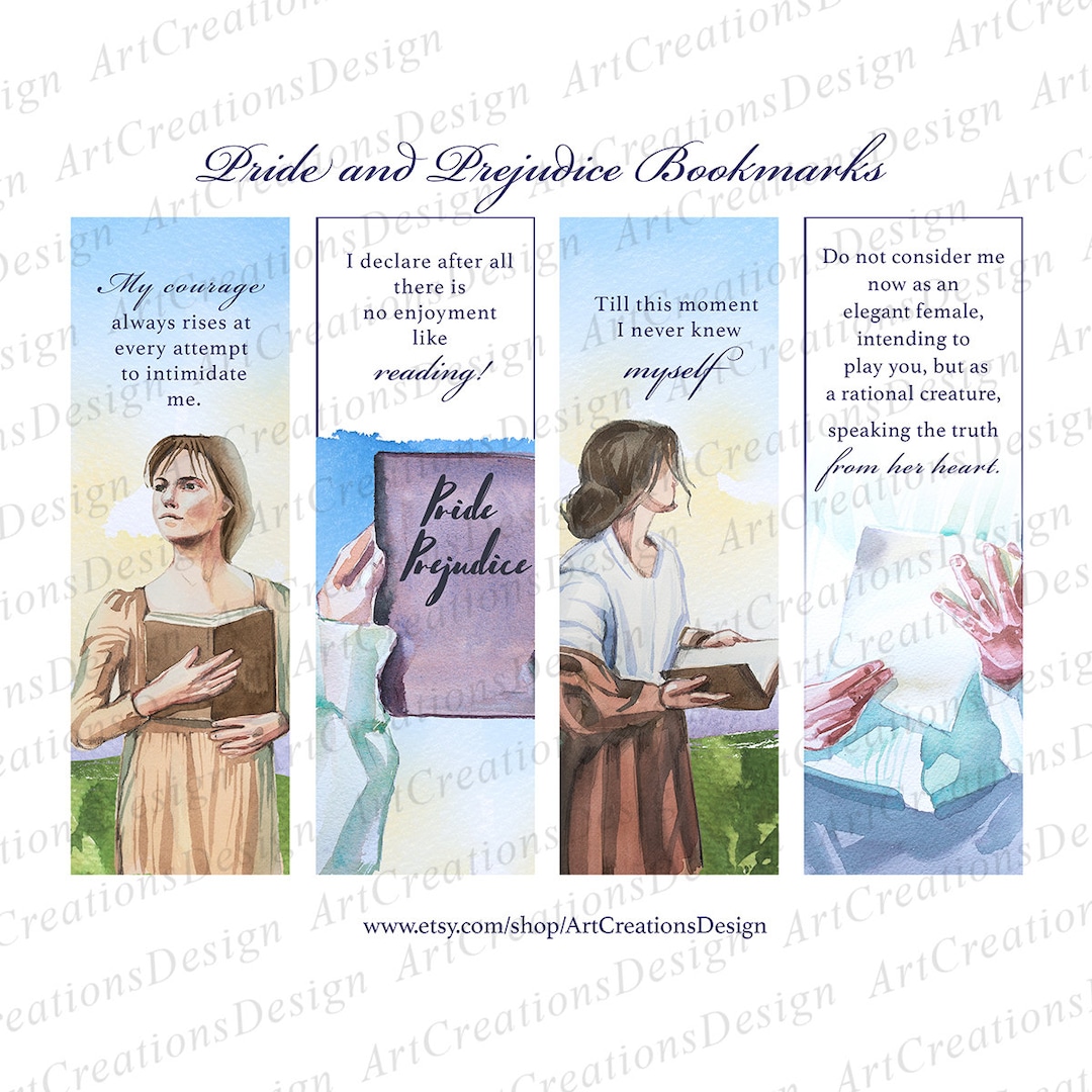 Pride and Prejudice Bookmakrs,jane Austen Bookmark Printable,book Lover ...