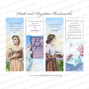 Pride and Prejudice Bookmakrs,jane Austen Bookmark Printable,book Lover ...
