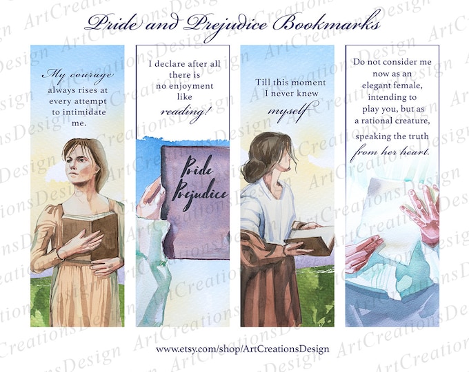 Pride and Prejudice Bookmakrs,jane Austen Bookmark Printable,book Lover ...