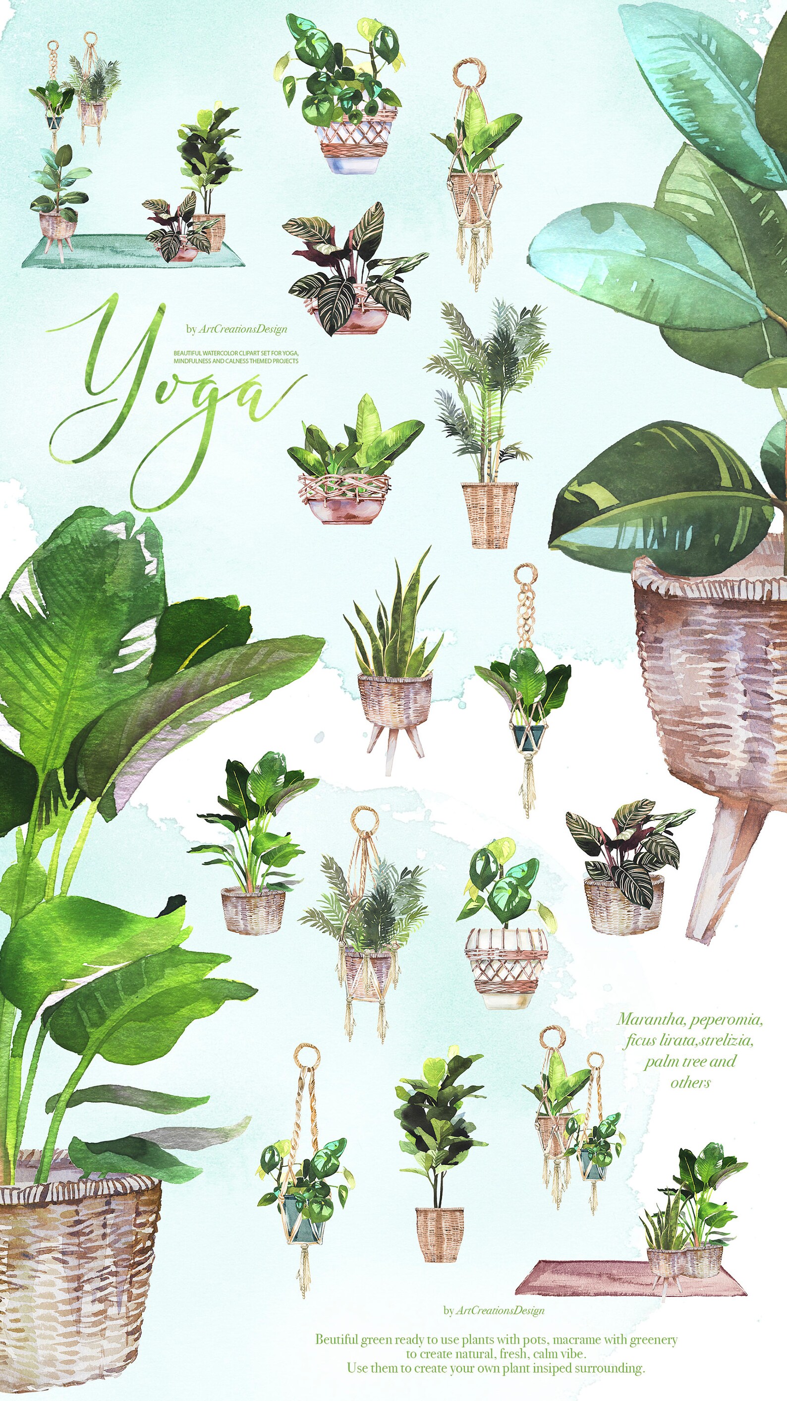 Watercolor Yoga Clipart Setmeditation Illustrationzen | Etsy