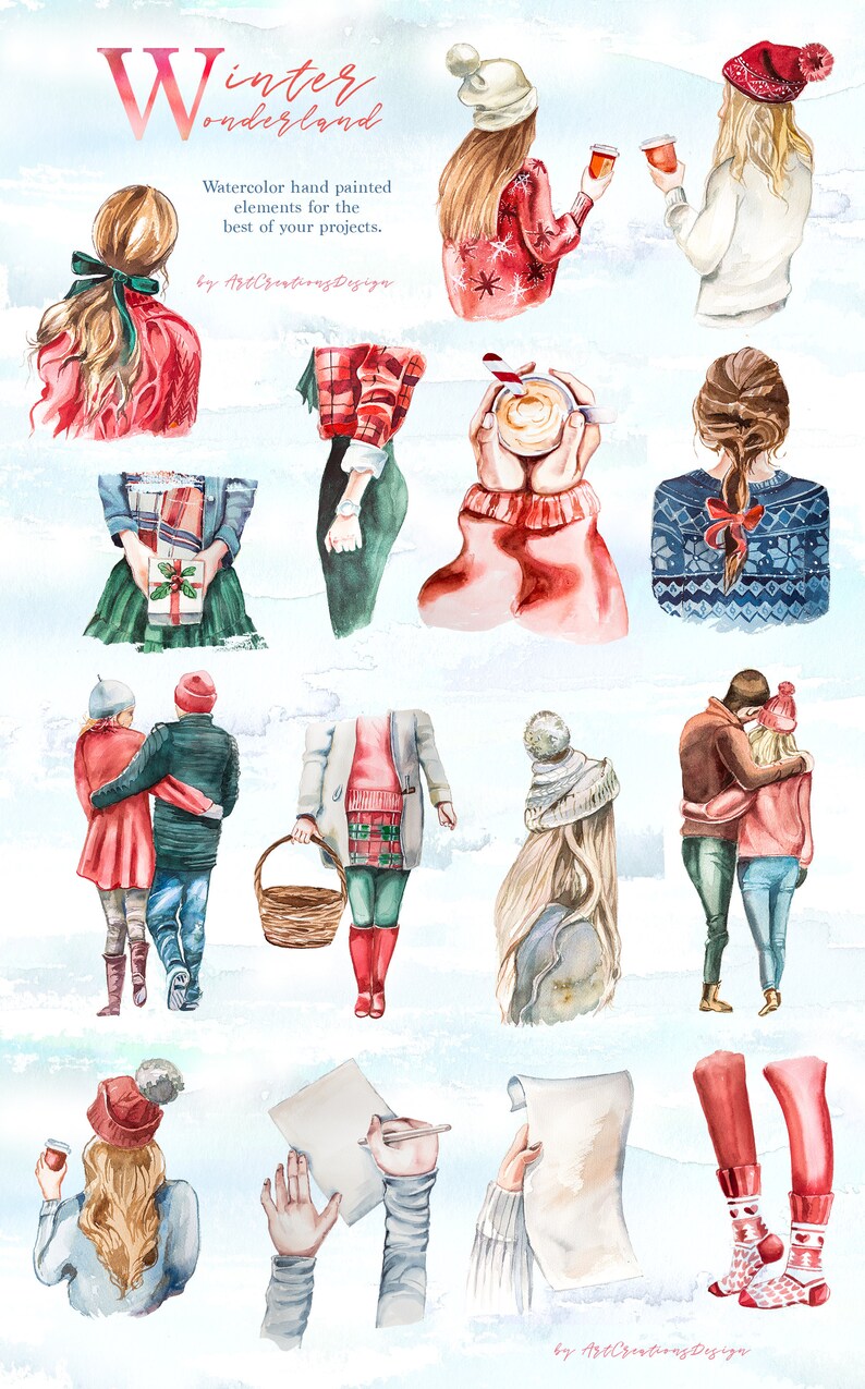 Watercolor Winter Wonderland Clipart Set,christmas Illustration,winter ...