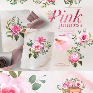 Watercolor Pink Princess Bundle,fairytale Clipart,girl Illustration ...