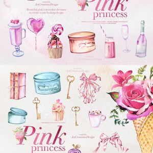 Watercolor Pink Princess Bundle,fairytale Clipart,girl Illustration ...