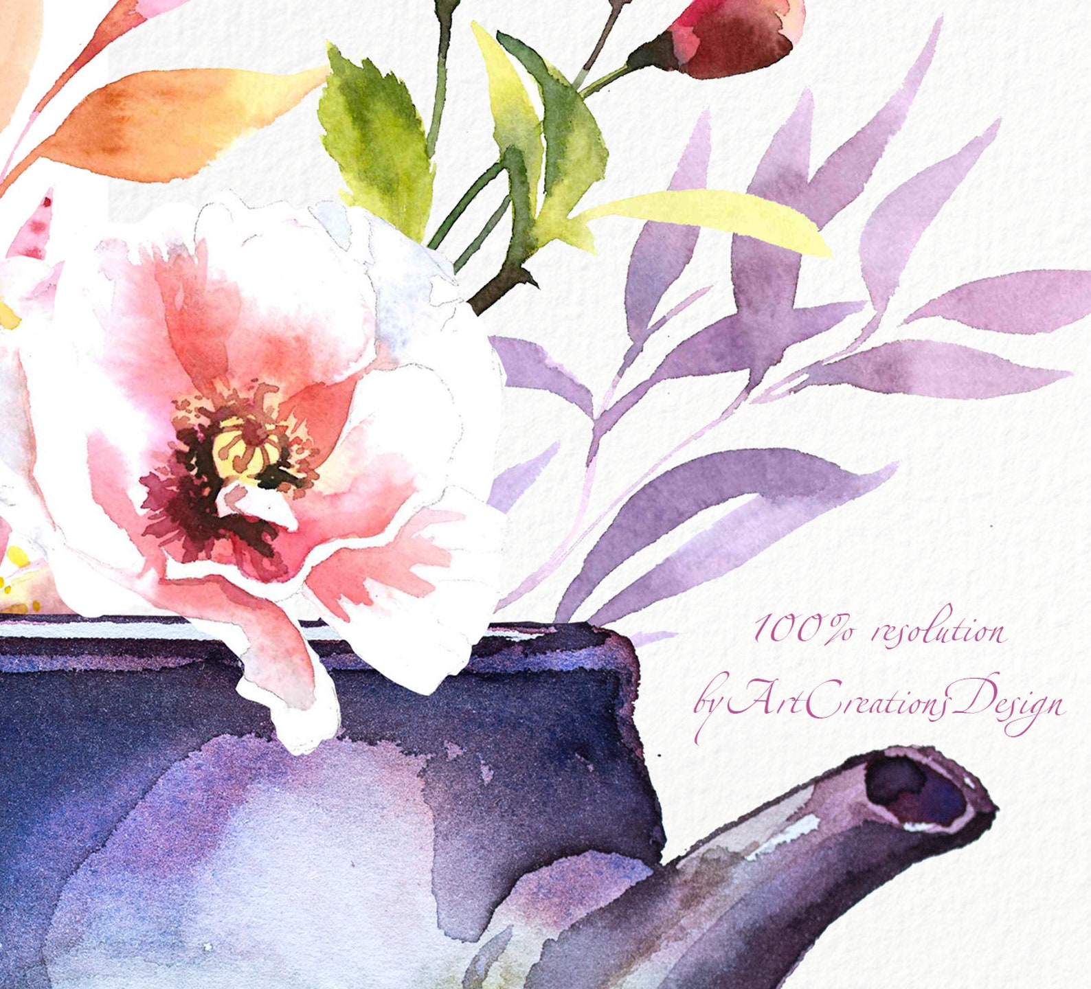 Watercolor Cans&flowers Clipart Setrusticcottagewedding - Etsy