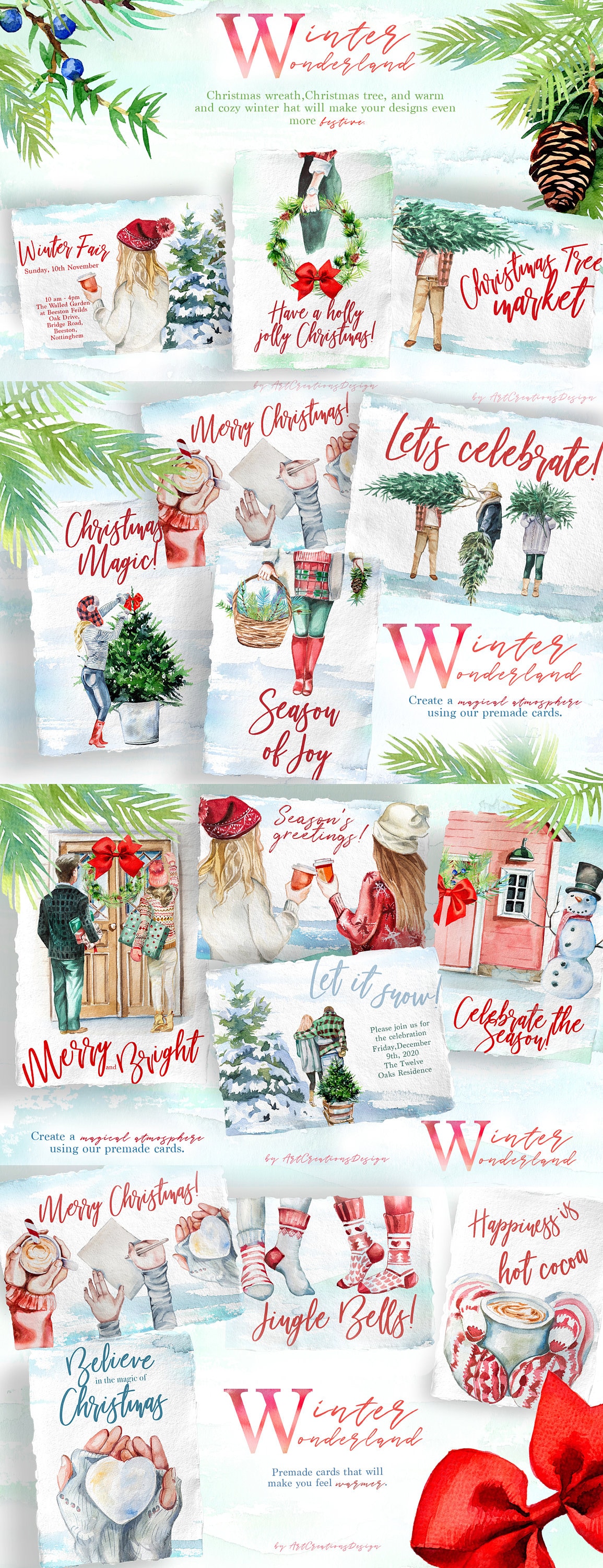 Watercolor Winter Wonderland Clipart SetChristmas | Etsy